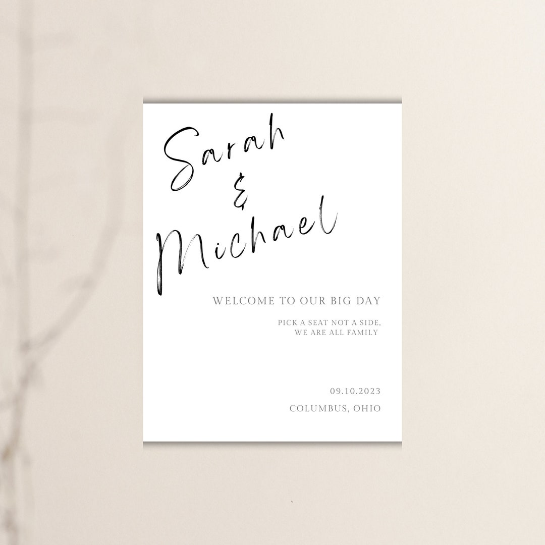 Printable Wedding Welcome Sign, Minimal Wedding Hanging Sign, Welcome ...