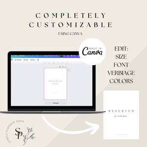 Printable Wedding Reserved Sign, Minimalist and Modern Wedding Reserved ...
