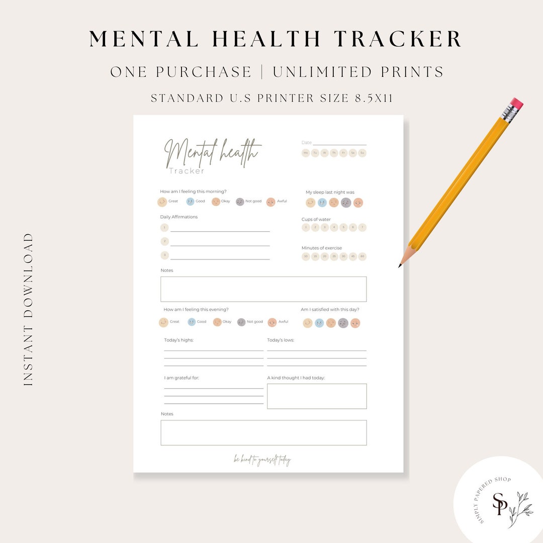 Mental Health Tracker, Mental Health Template, Adolescent AND Adult ...