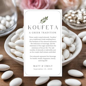 Koufeta Tag for Wedding / Greek Koufeta Card and Quote / Editable ...