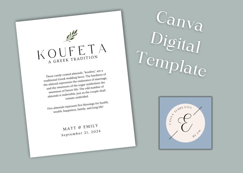 Koufeta Sign Template // 8x10 Wedding Sign for Traditional Greek Jordan ...