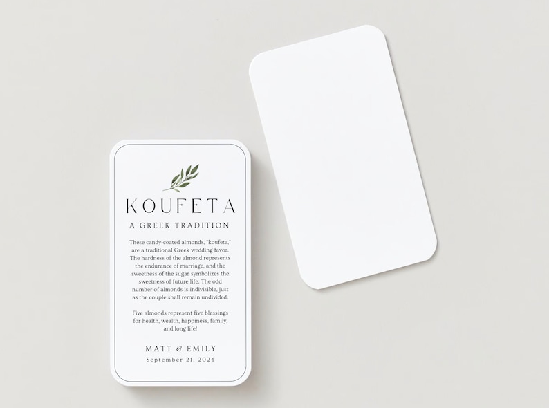 Koufeta Tag for Wedding / Greek Koufeta Card and Quote / Editable ...