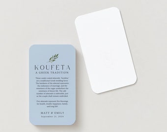 Koufeta Tag for Wedding / Greek Koufeta Card and Quote / Editable ...