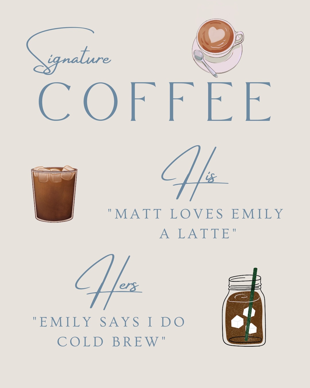 Signature Coffee Drink Sign for Wedding With His and Her - Etsy