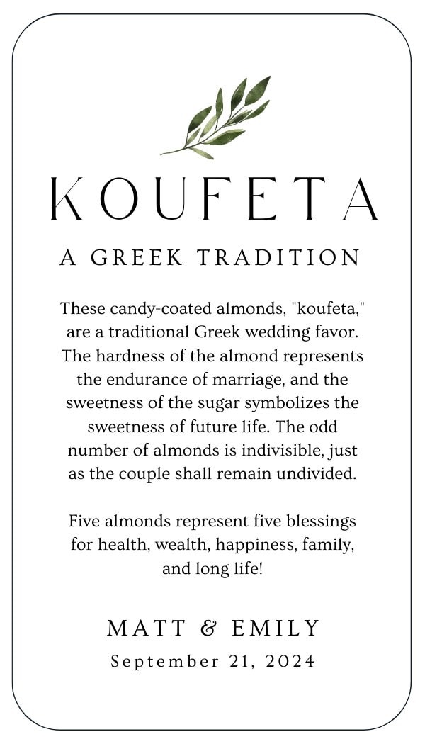 Koufeta Tag for Wedding / Greek Koufeta Card and Quote / Editable ...