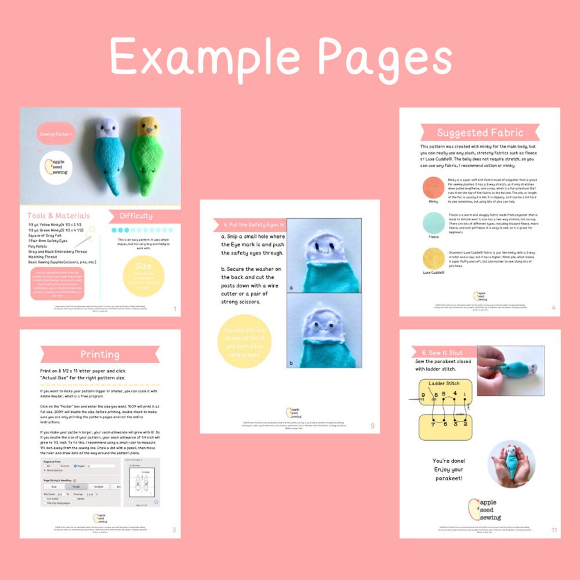 Baby Parakeet Sewing Pattern - PDF Digital Download - Plush Sewing DIY ...