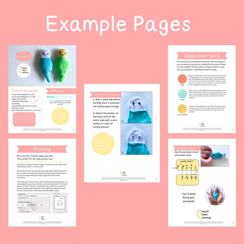 Baby Parakeet Sewing Pattern - PDF Digital Download - Plush Sewing DIY ...