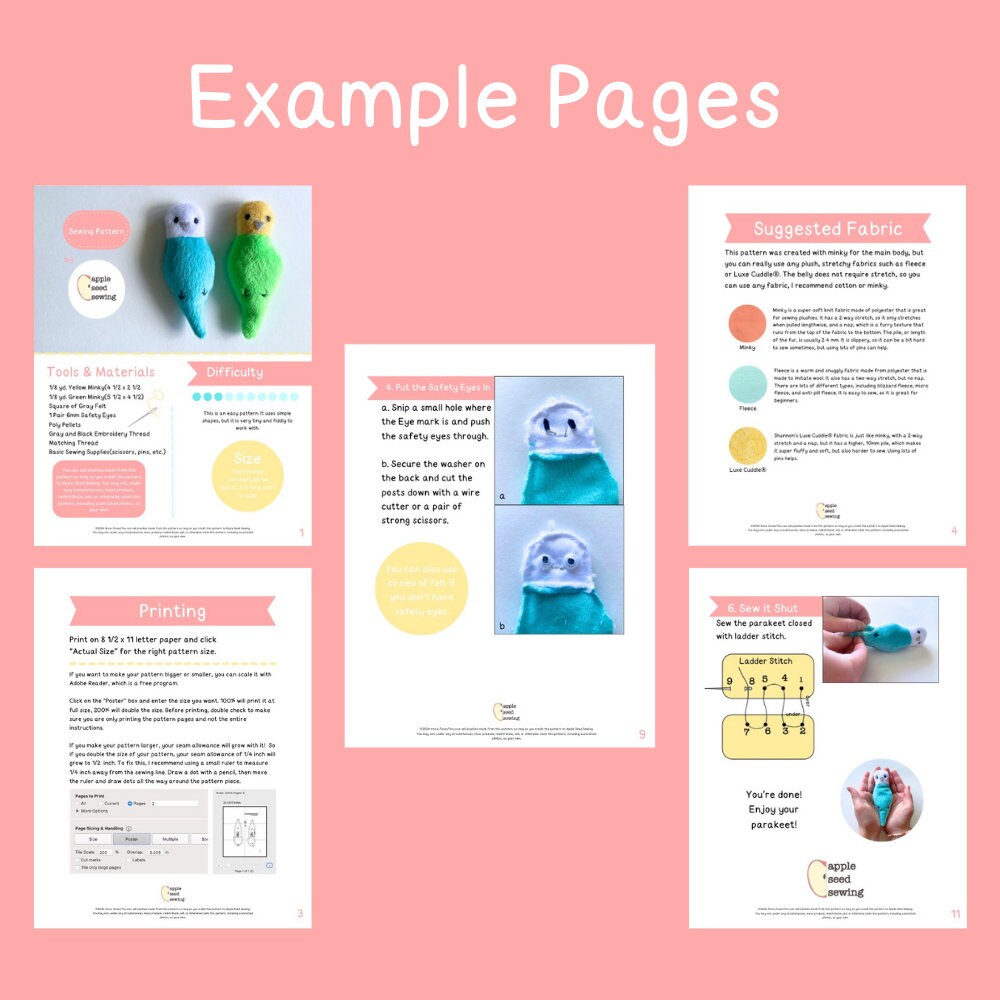 Baby Parakeet Sewing Pattern - PDF Digital Download - Plush Sewing DIY ...