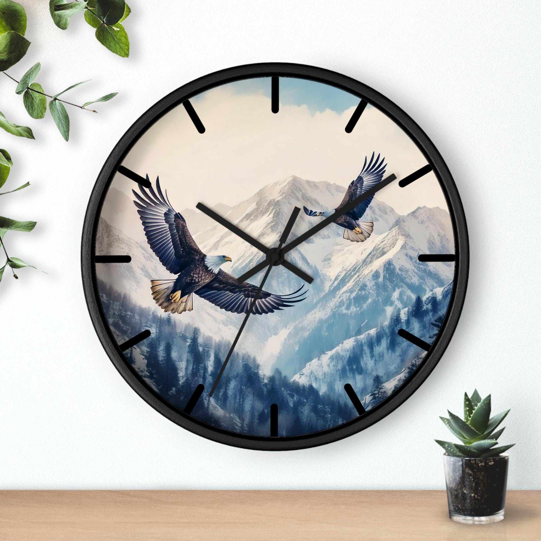 Eagle Wall Clock, Mountain Theme Wall Clock, Nature Wall Clock ...
