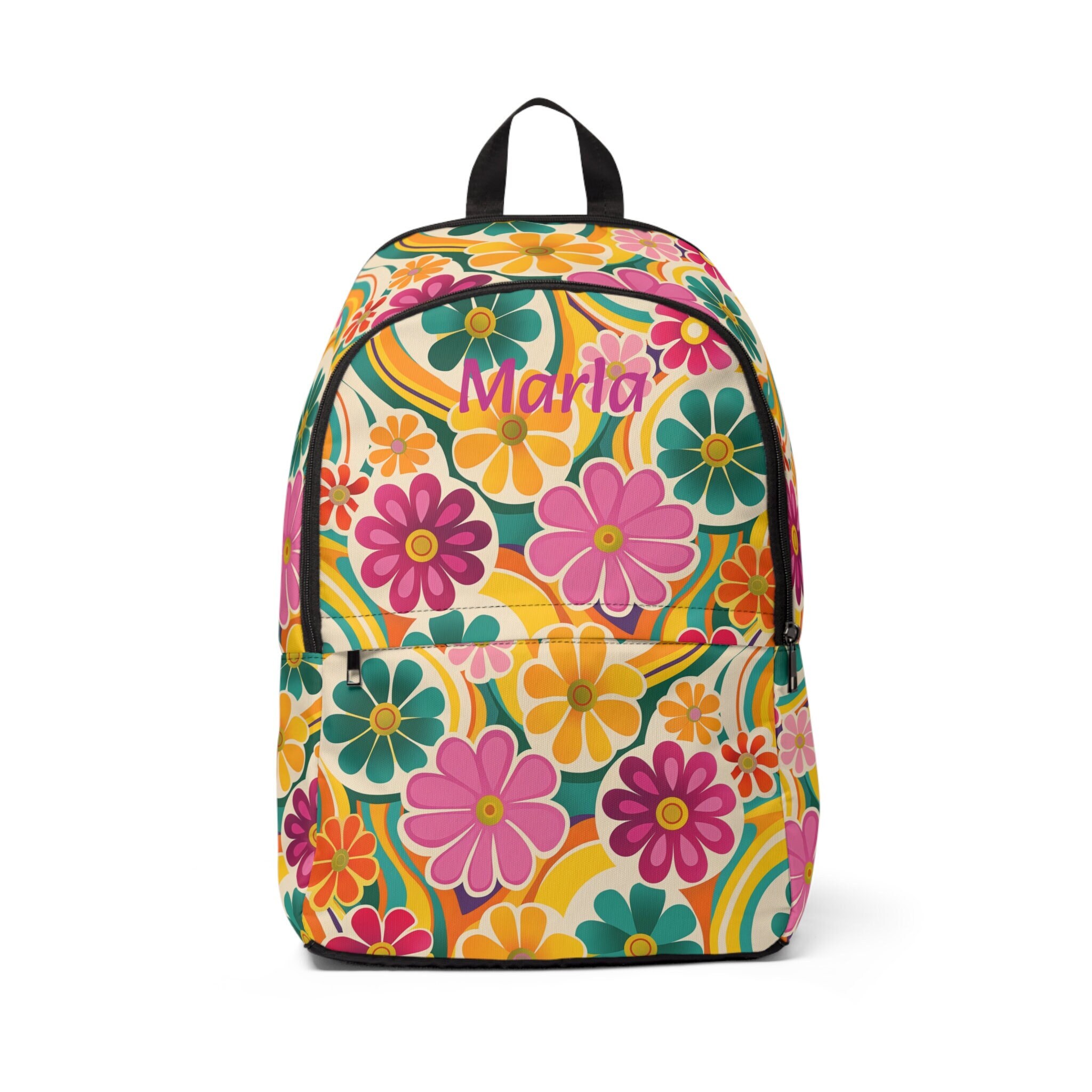 Retro Flower Personalized Backpack, Backpack With Name, Gift for Girl ...