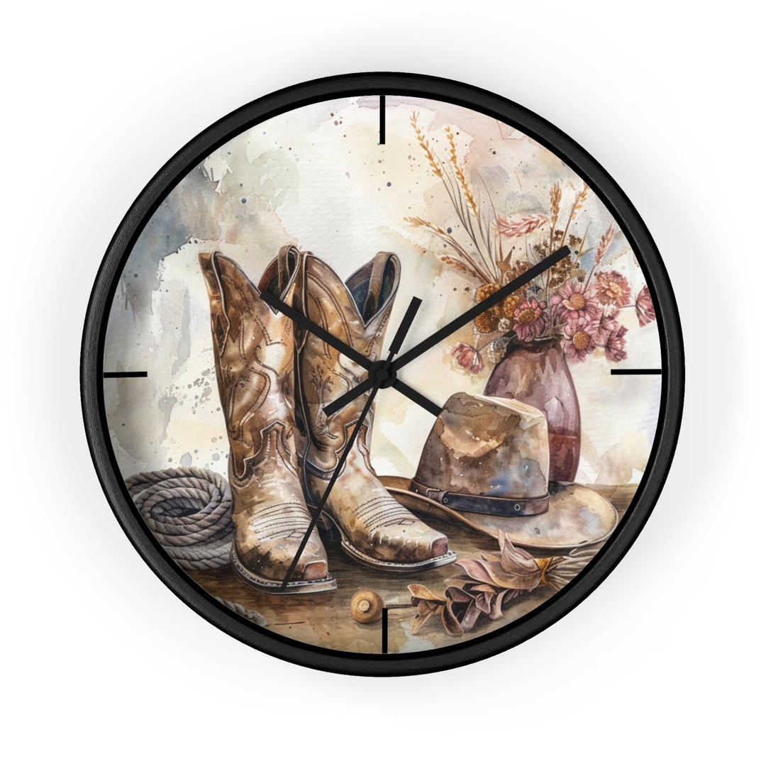 Wall Clock, Western Wall Clock, Cowboy Clock, Clock With Boots, Gift ...