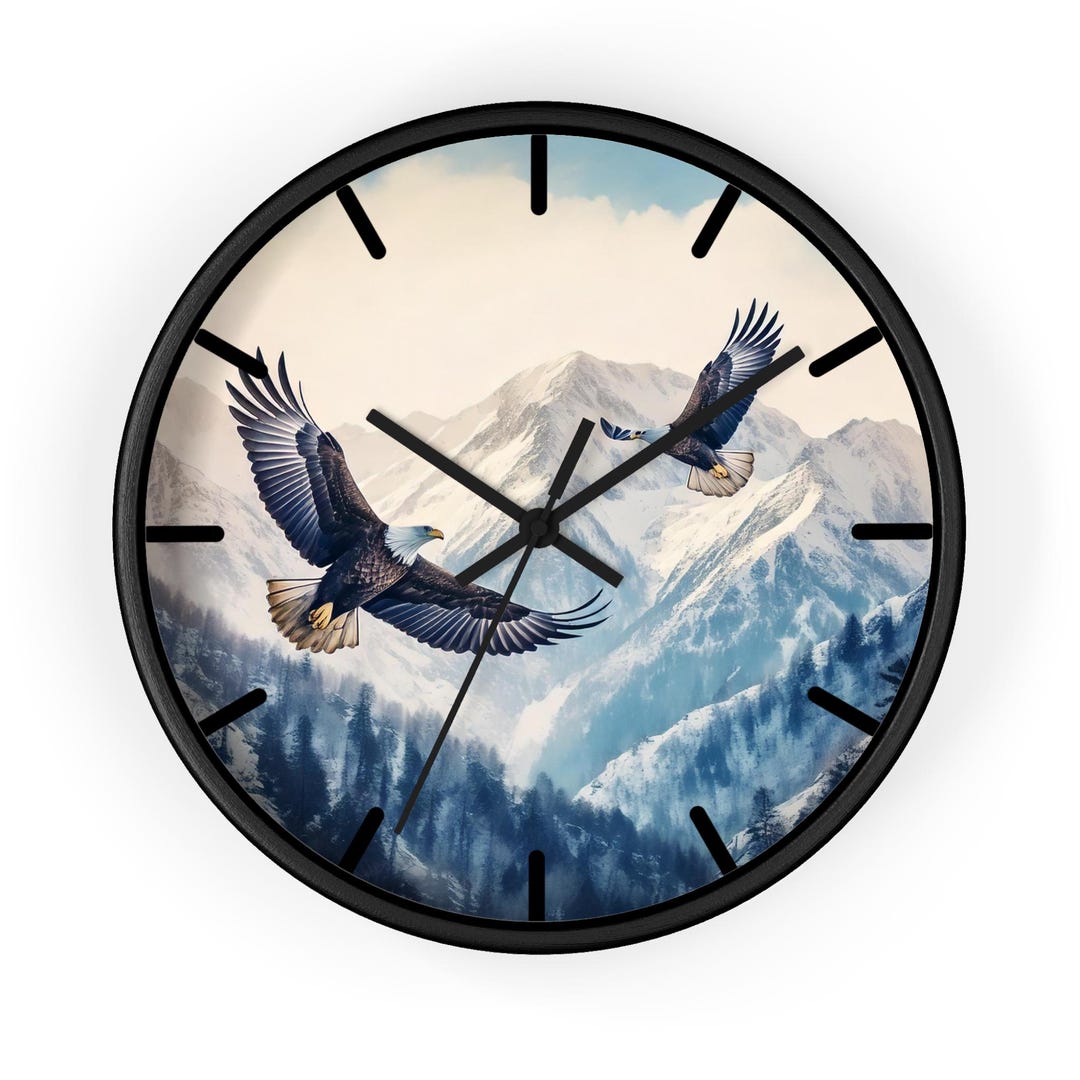 Eagle Wall Clock, Mountain Theme Wall Clock, Nature Wall Clock ...