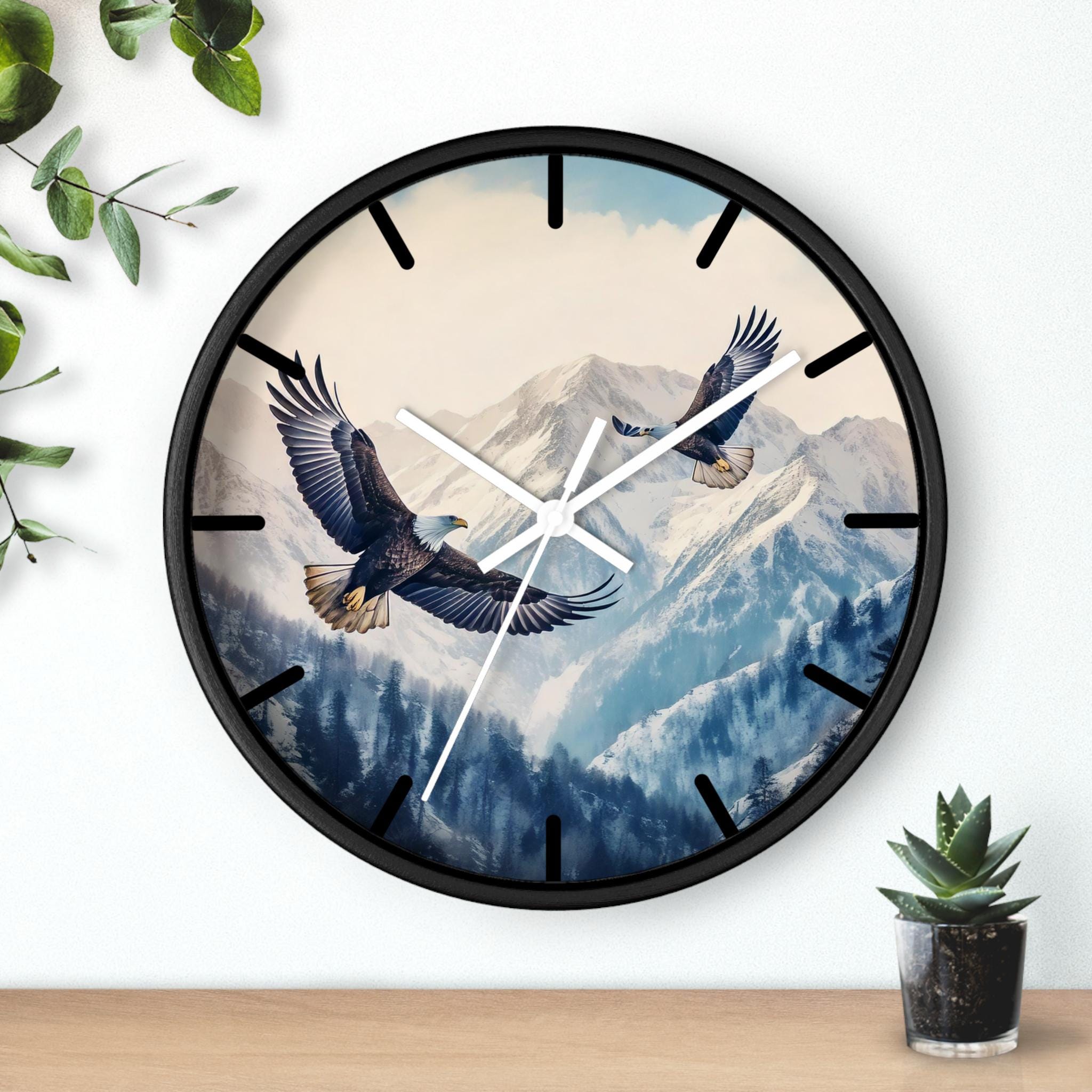 Eagle Wall Clock, Mountain Theme Wall Clock, Nature Wall Clock ...
