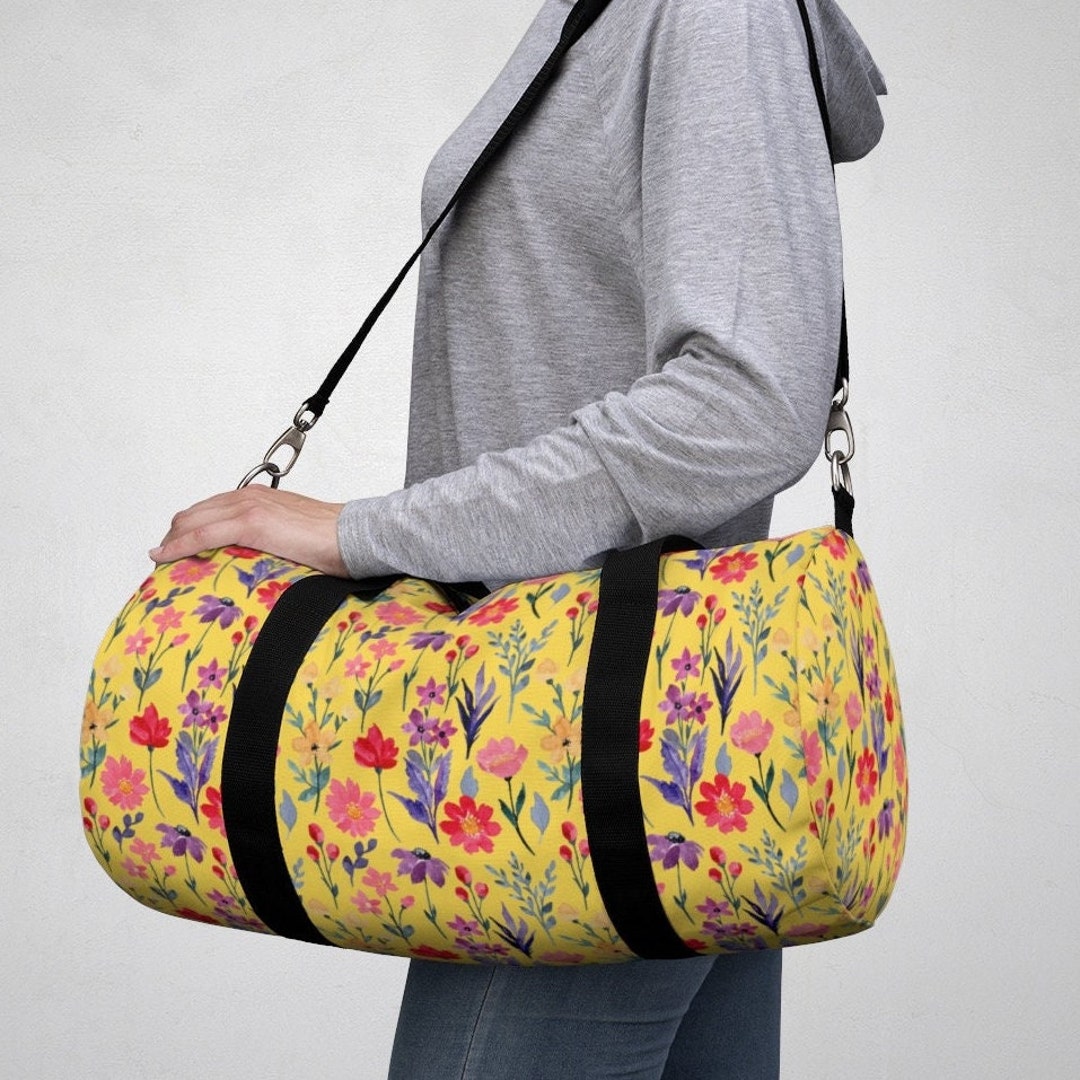Yellow Duffel Bag With Spring Flowers - Etsy