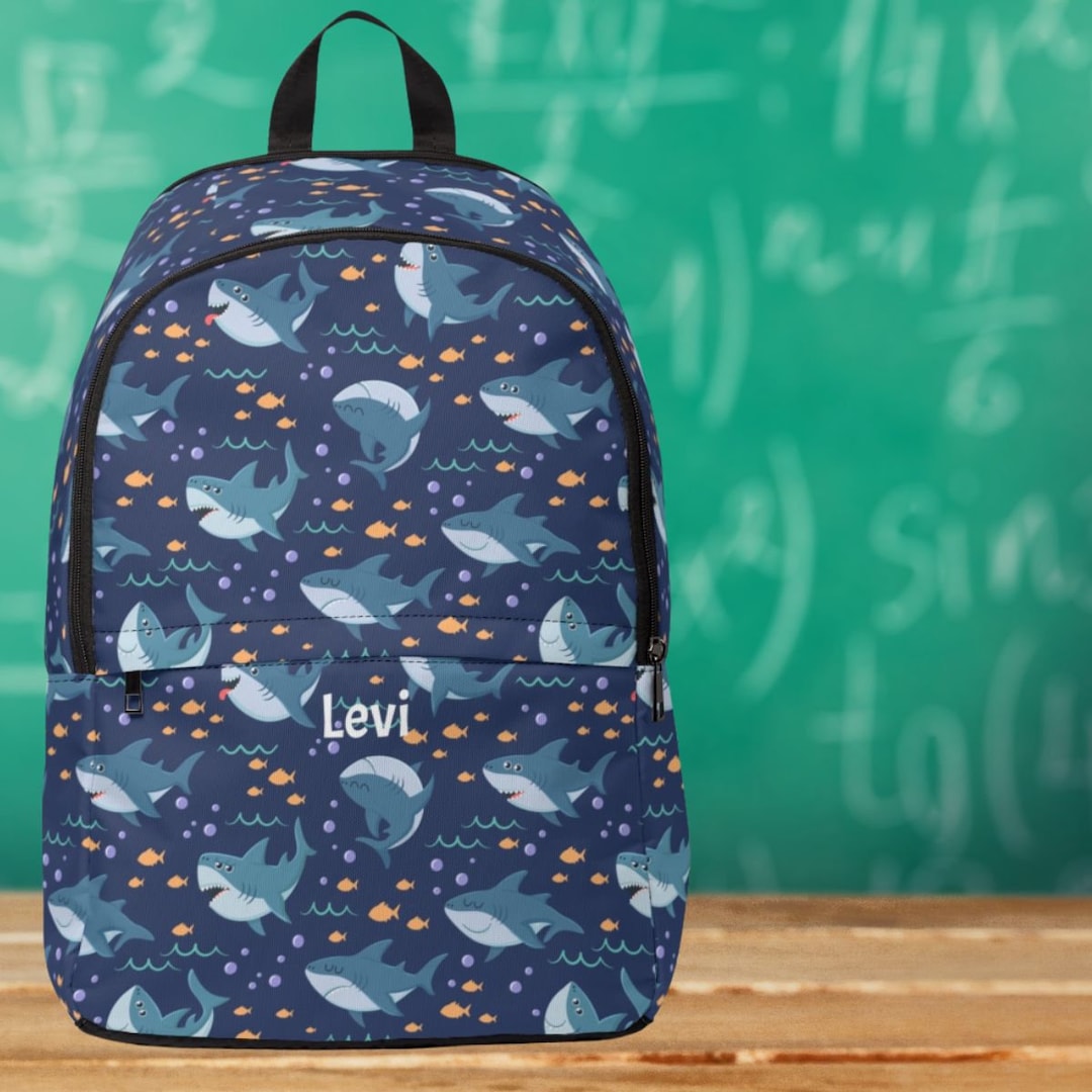 Blue Shark Backpack, School Book Bag, Personalized Backpack, Backpack ...