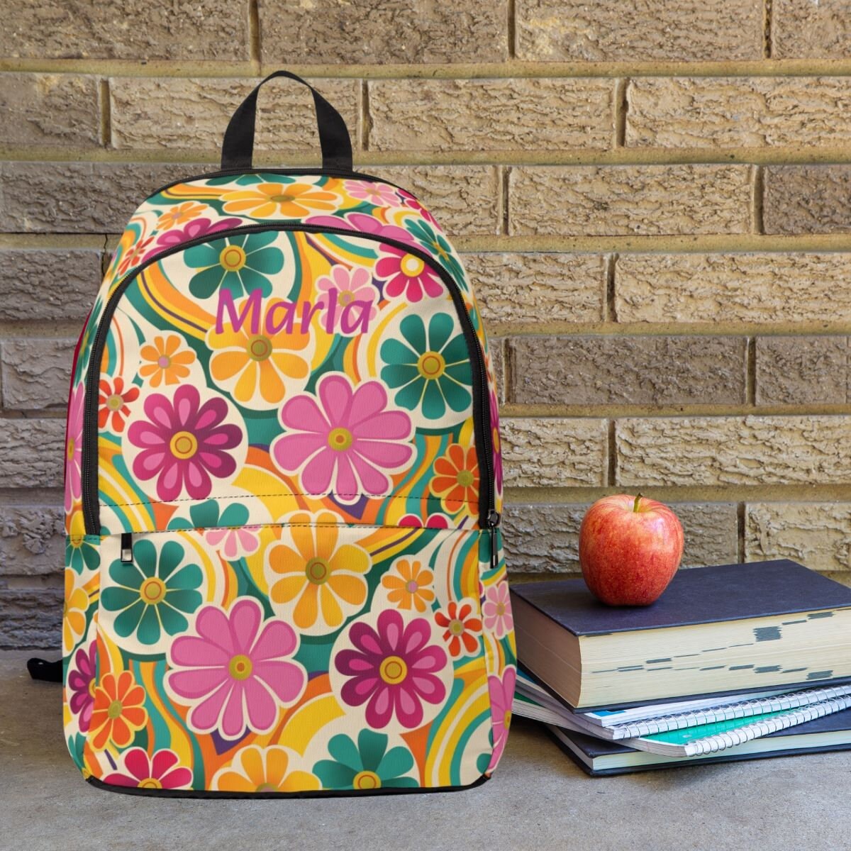 Retro Flower Personalized Backpack, Backpack With Name, Gift for Girl ...
