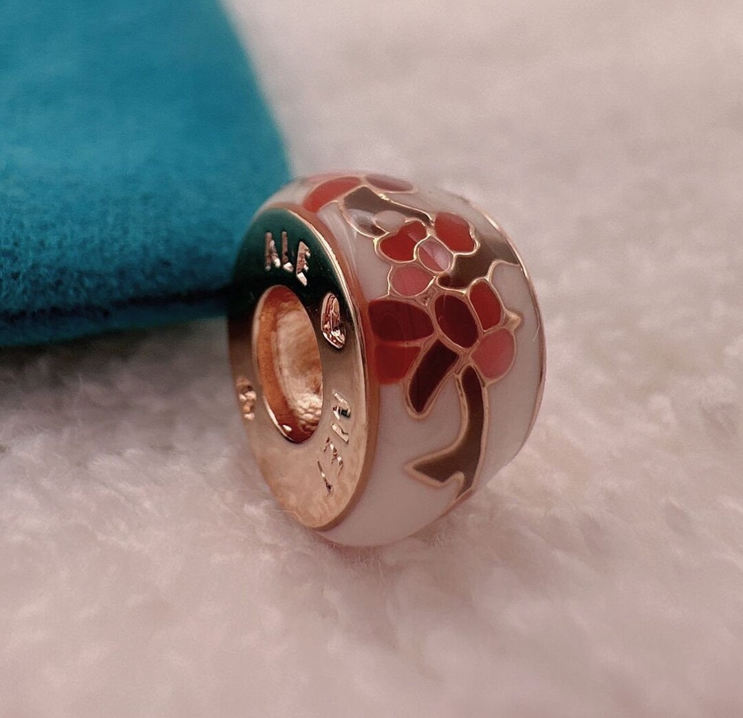 Pandora Spacer Pink Peach Blossom Flower 788111ENMX Rose Gold as Gift ...