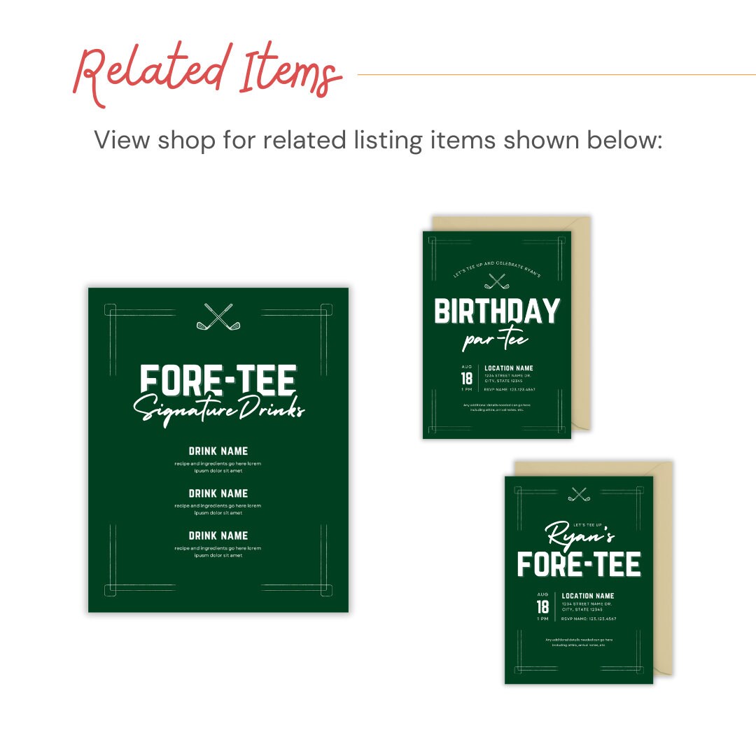 Golf Birthday Party Drink Menu Template: Editable Par-tee Design ...