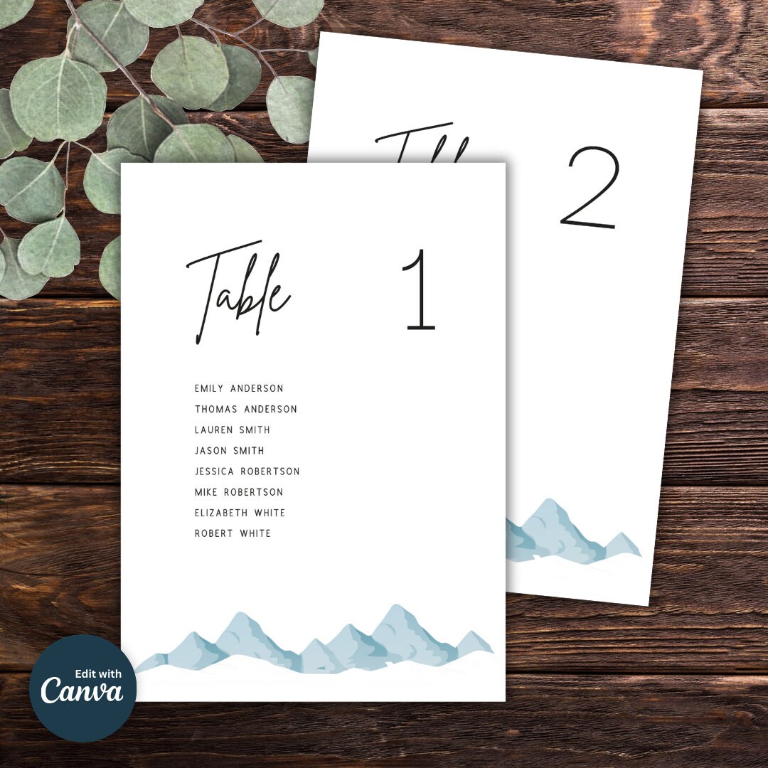 Mountain Wedding Table Number Seating Chart: Editable Template (PDF) - Etsy