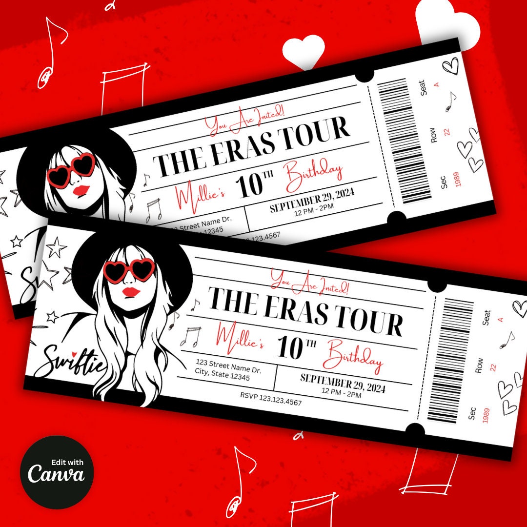 Concert Ticket Birthday Invitation: Editable Music Tour Theme (digital ...