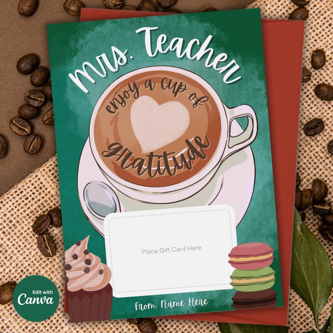 Coffee Teacher Gift Card Holder, Starbucks Gift Card Holder, Teacher ...