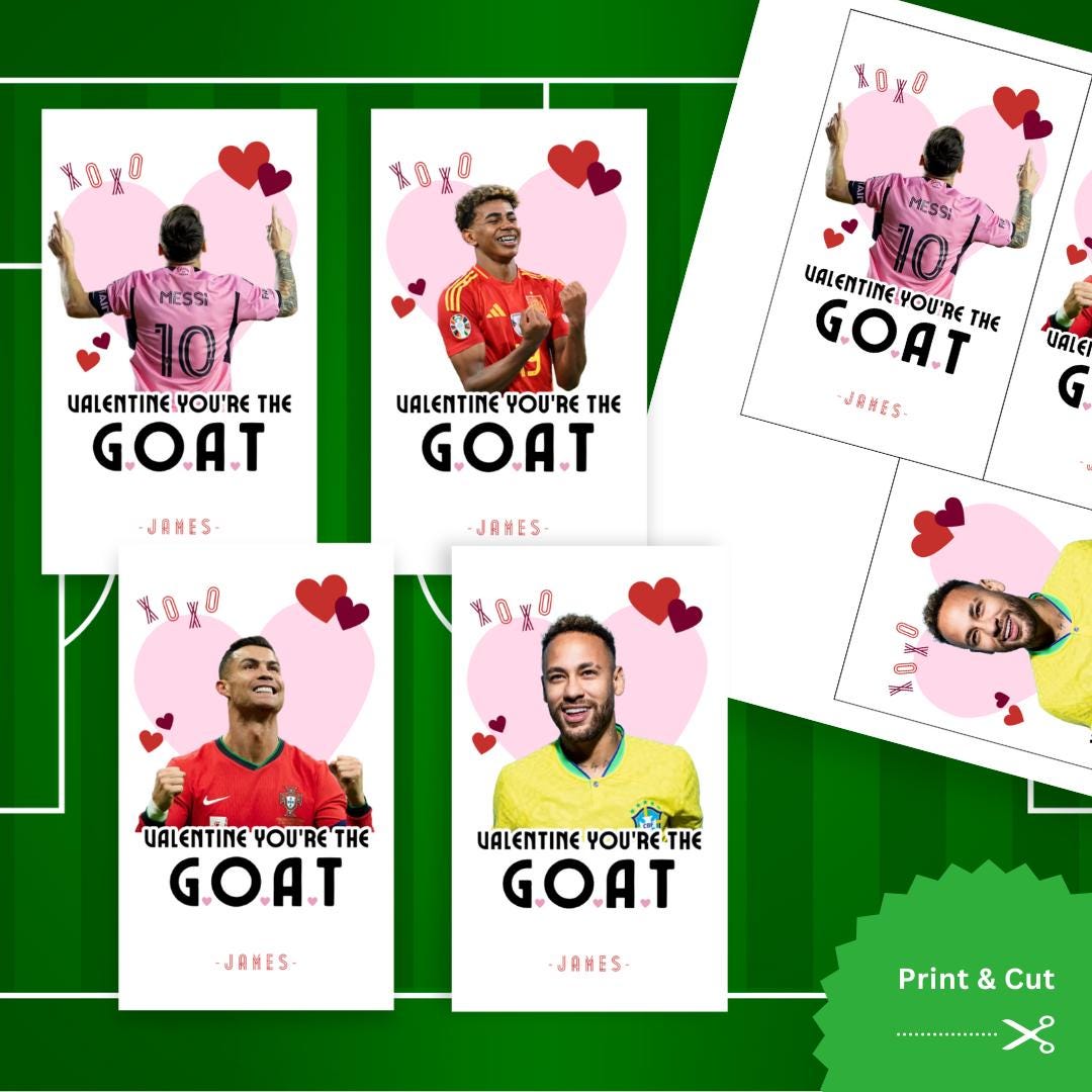 Valentine Printable, Soccer Valentine's Day Card, Instant Download, You ...