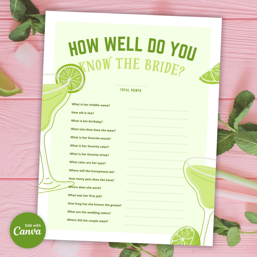Margs and Matrimony Game: How Well Do You Know the Bride? (PDF) - Etsy