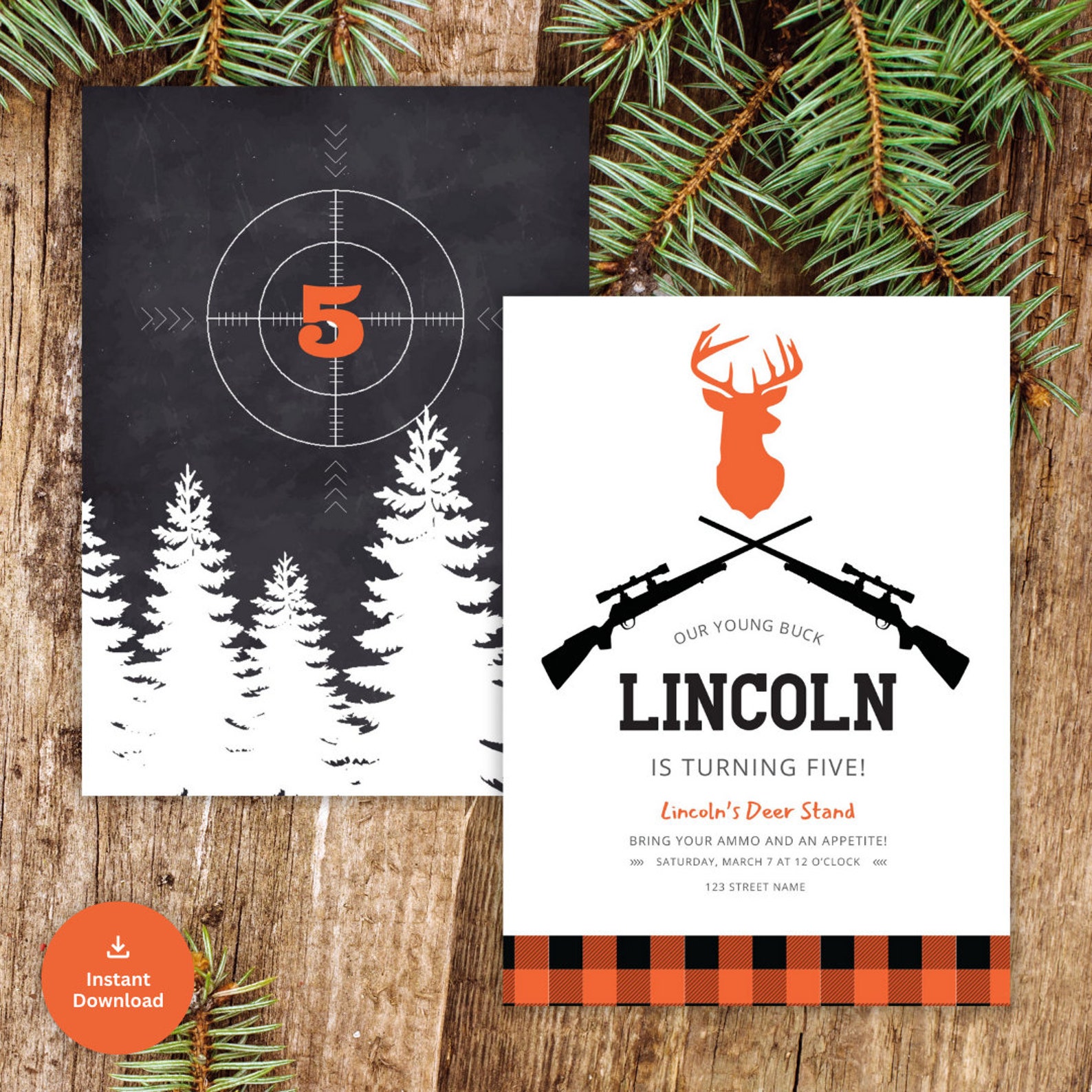 Hunting Themed Editable Birthday Party Invitation, Hunting Party ...