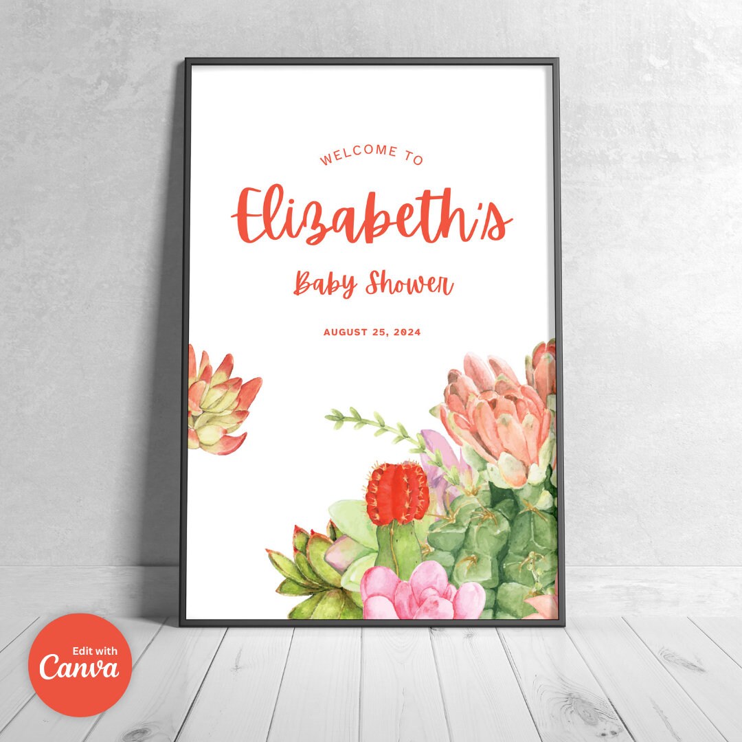 Succulent Baby Shower Welcome Sign: Editable Template (digital) - Etsy