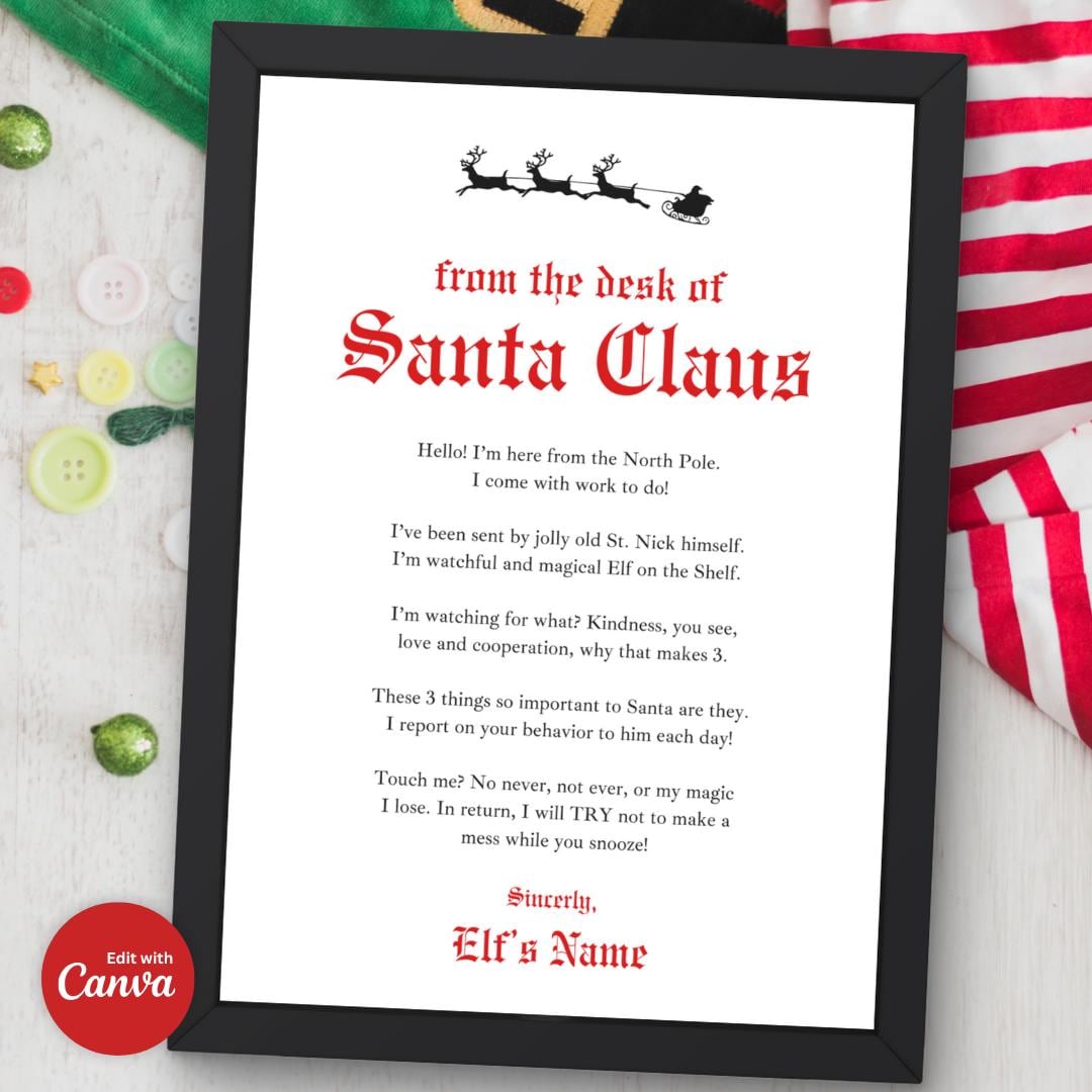 Elf on the Shelf Introduction Letter, Elf on the Shelf Welcome Letter ...