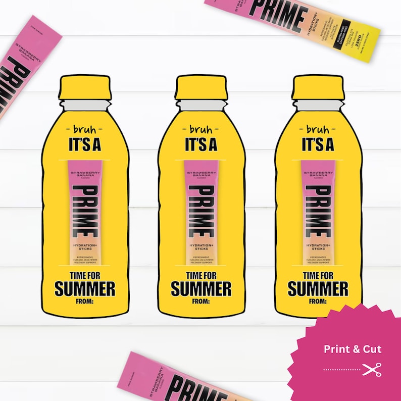 Hydration Drink Mix Printable Card, Bruh It's a Prime Time for Summer ...