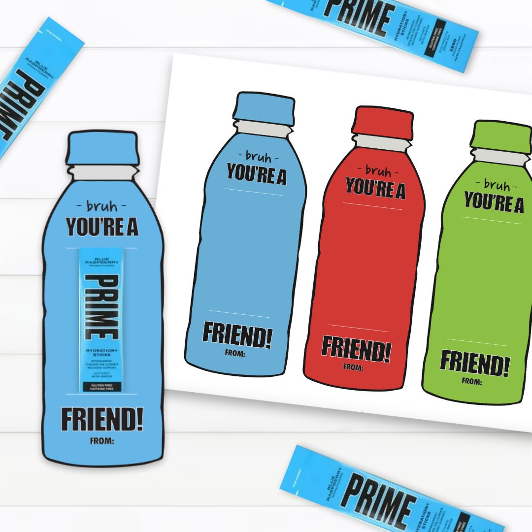 Valentine Printable, Hydration Drink Mix Valentine's Day Card, Bruh You ...