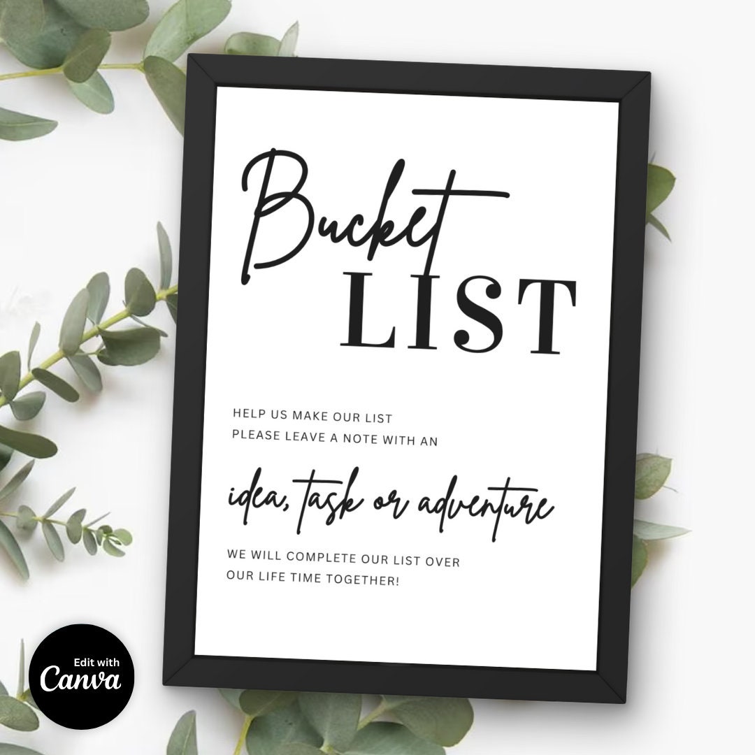 Minimalist Wedding Bucket List Sign Template (digital Download) - Etsy