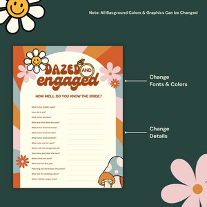Dazed and Engaged Bridal Shower Game: Groovy Retro Design (digital ...