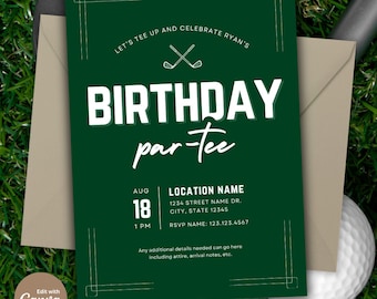 Golf Par-tee Birthday Invitation Template - Etsy