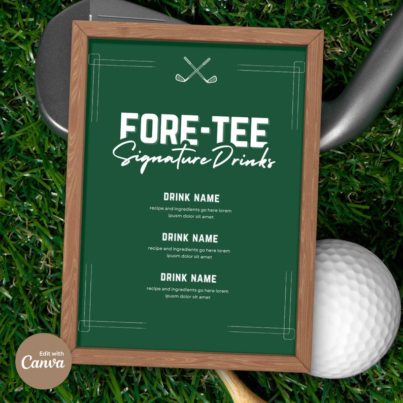 40th Birthday Golf Par-tee Editable Drink Menu Template, Instant ...
