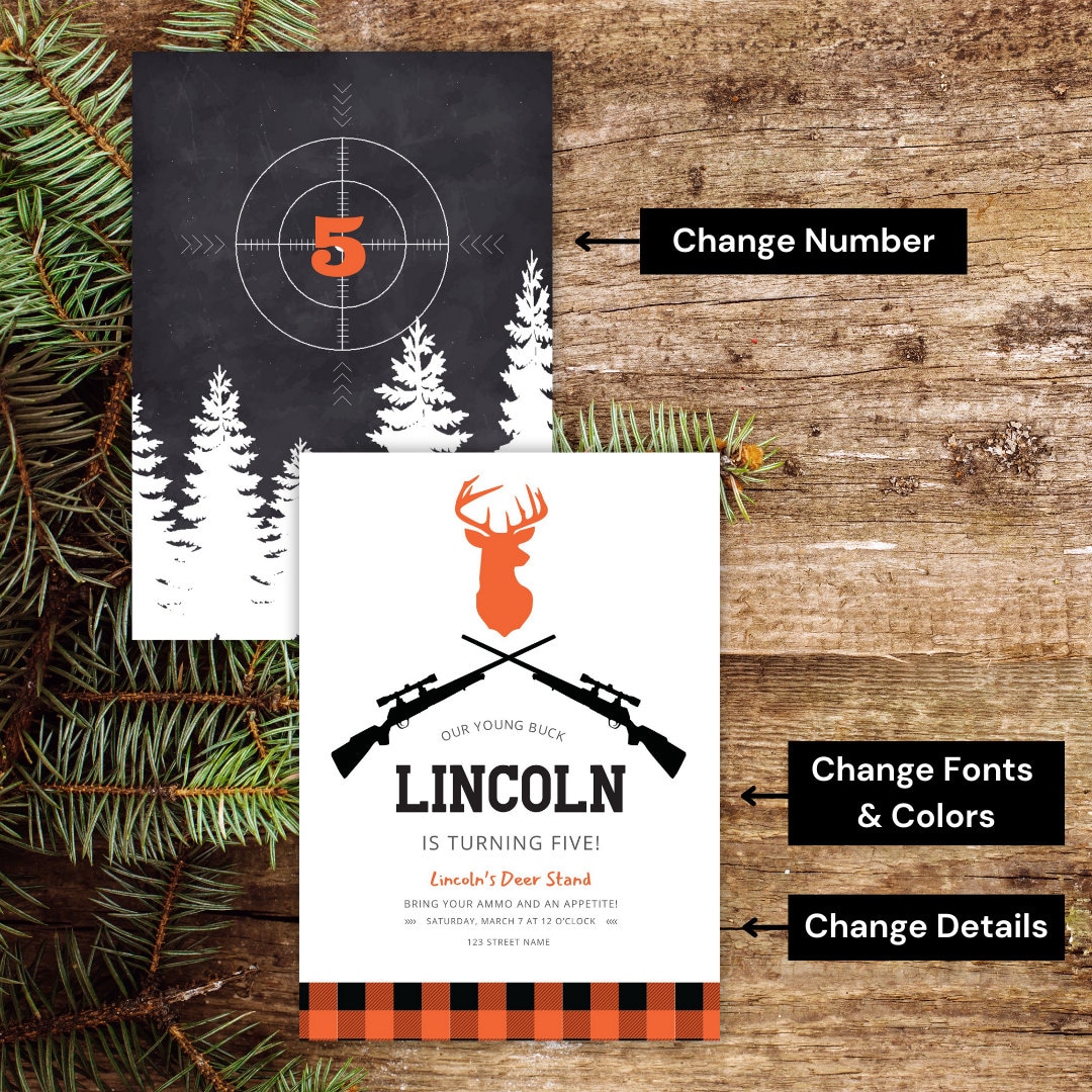 Hunting Themed Editable Birthday Party Invitation, Hunting Party ...