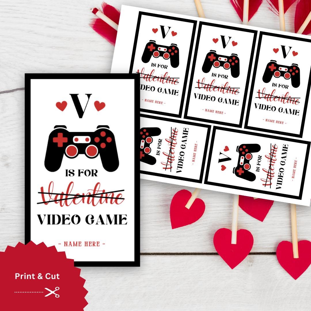 Video Game Valentines, Valentine Exchange, Video Game Card, Editable ...