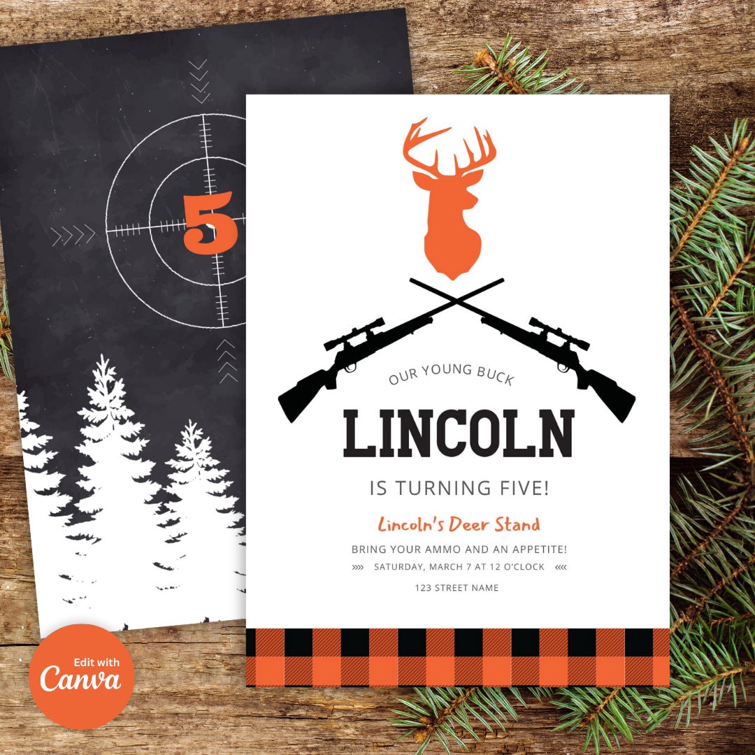 Hunting Themed Editable Birthday Party Invitation, Hunting Party ...