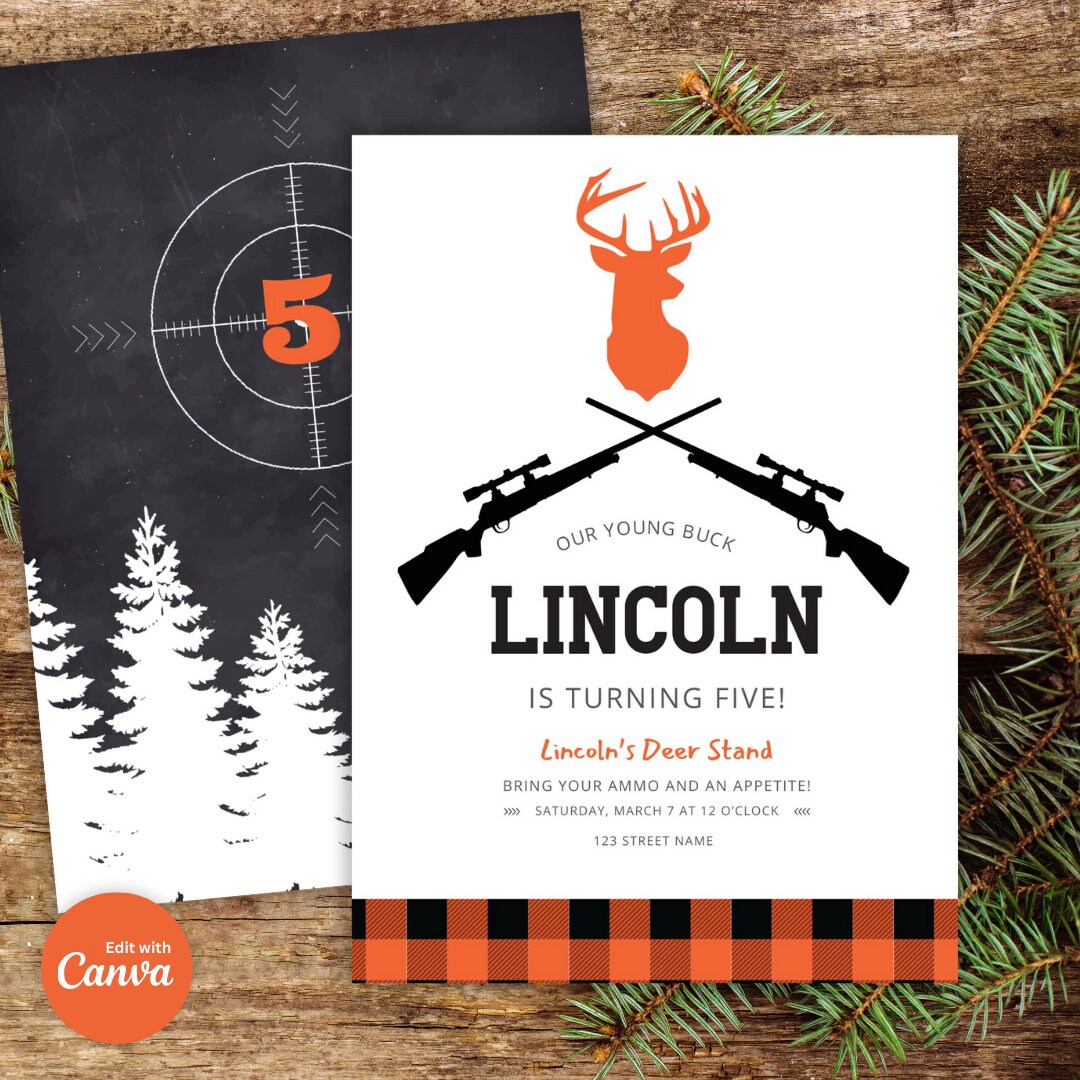 Hunting Themed Editable Birthday Party Invitation, Hunting Party ...