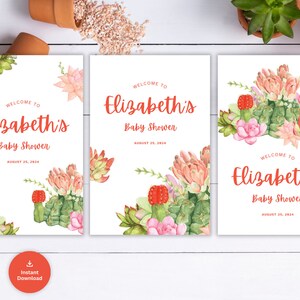 Succulent Baby Shower Welcome Sign: Editable Template (digital) - Etsy