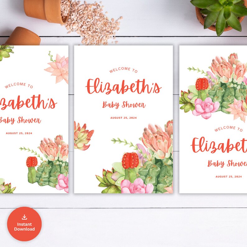 Succulent Baby Shower Welcome Sign: Editable Template (digital) - Etsy
