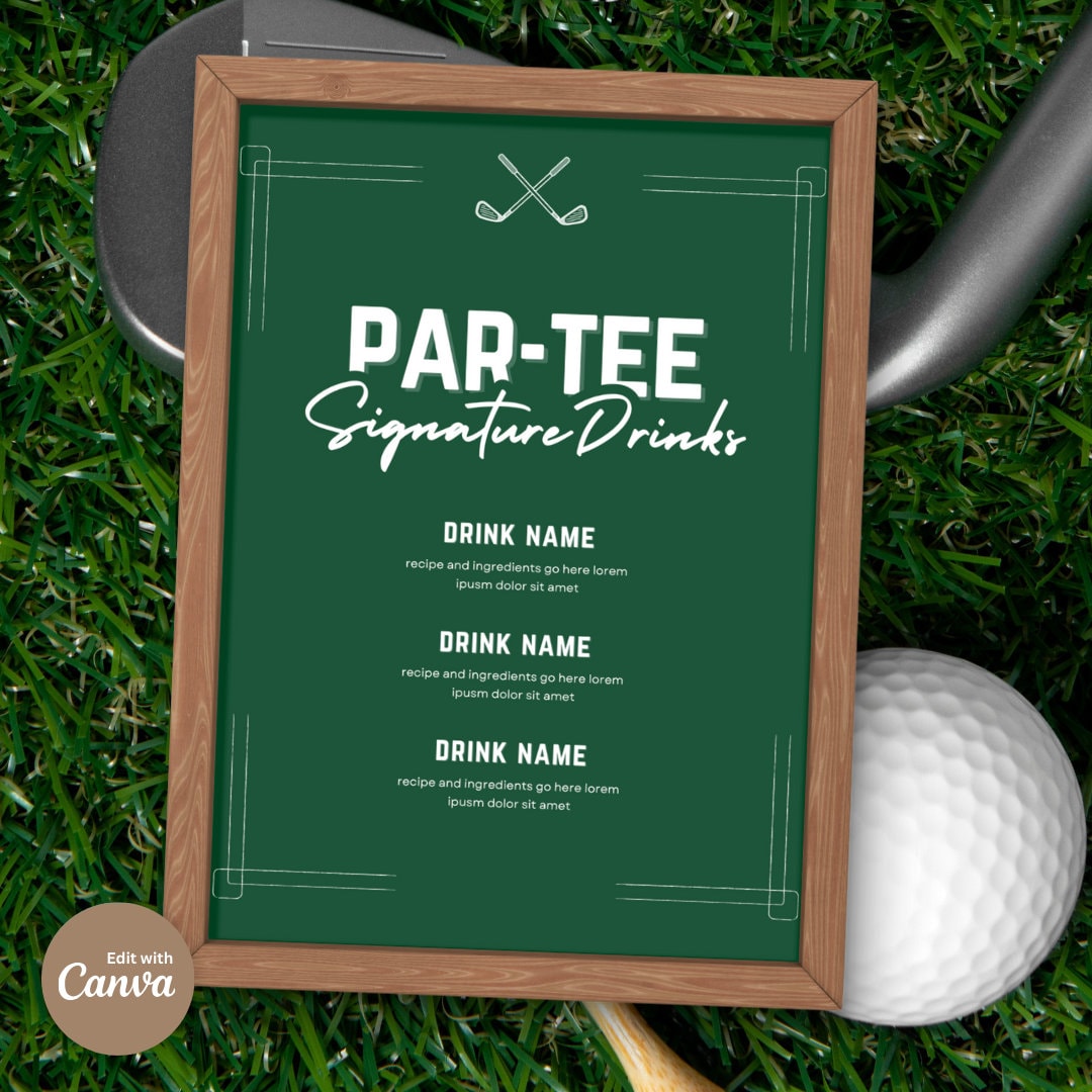 Golf Birthday Par-tee Editable Drink Menu Template, Instant Download ...