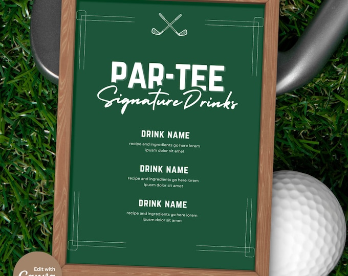 Golf Themed Bar Menu Template: Signature Drink Sign (canva Editable ...