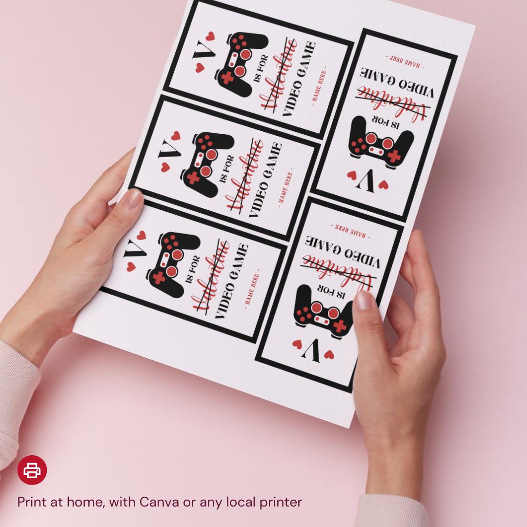 Video Game Valentines, Valentine Exchange, Video Game Card, Editable ...