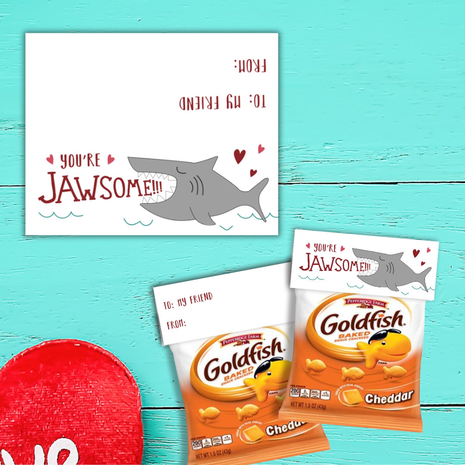 Valentine Printable, Jawsome Shark Valentine's Day Card Instant ...