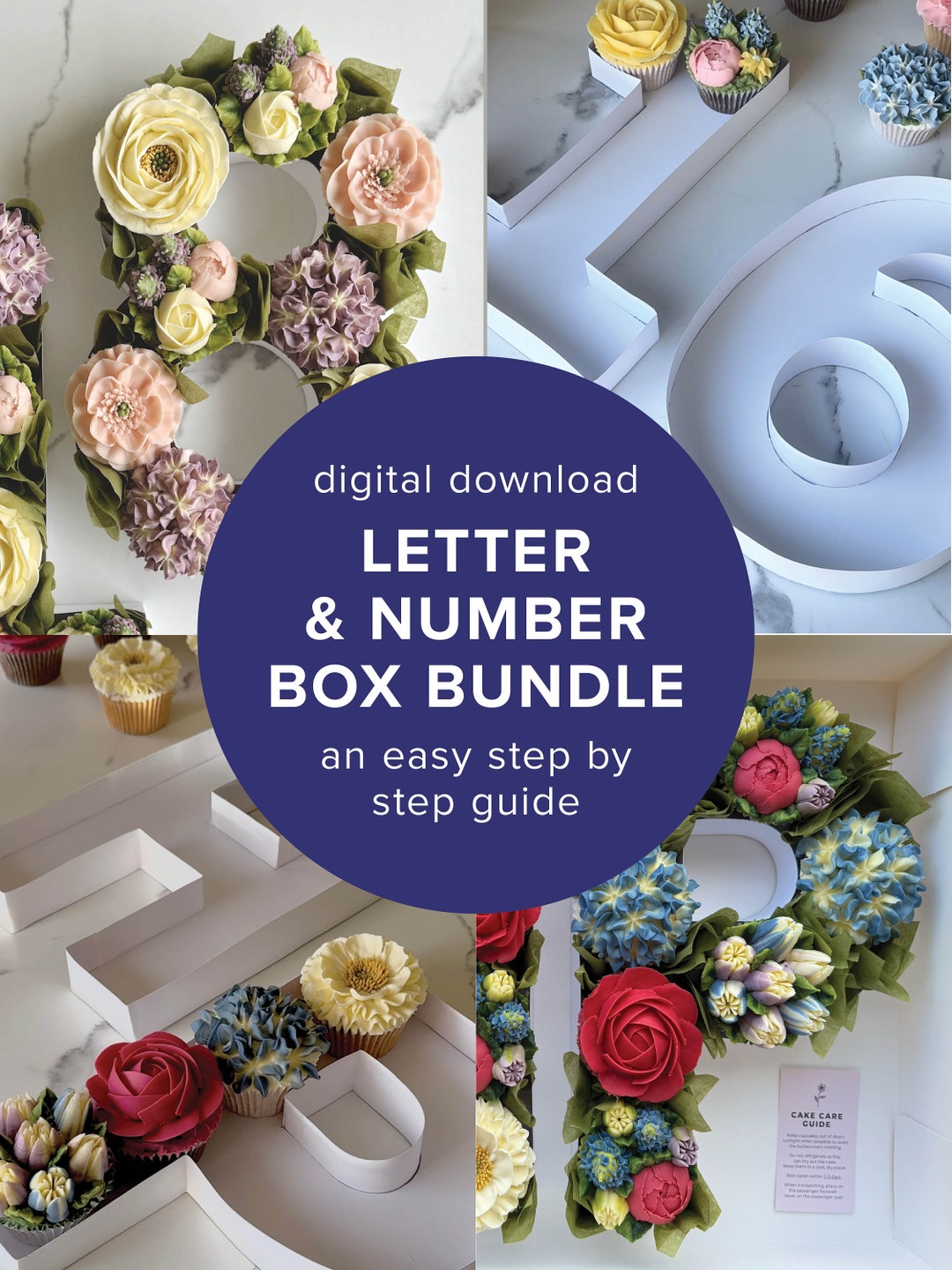 Cupcake Monogram Letter and Number Box Bundle, Instruction Guide ...