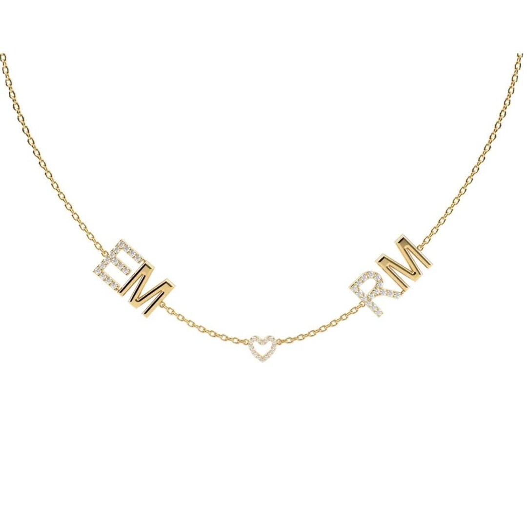Double Initials With Heart - Etsy