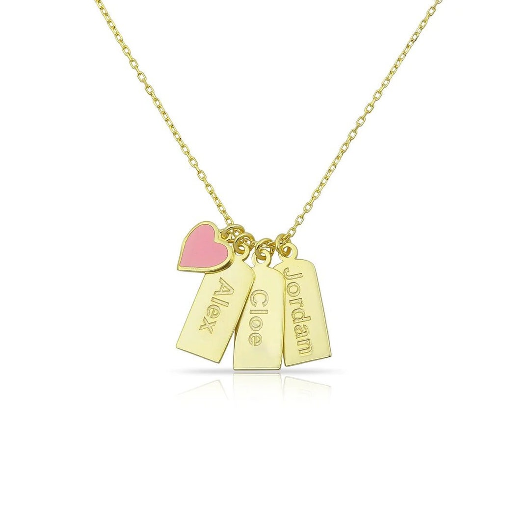 Name Tags With Heart Necklace - Etsy