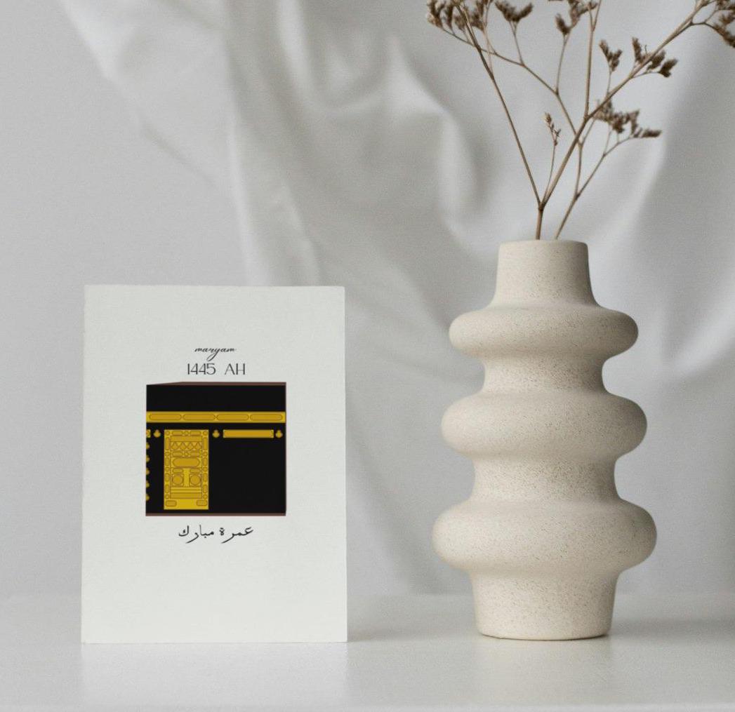 Editable Umrah Mubarak Greeting Card Islamic Gift Template Custom Omra ...